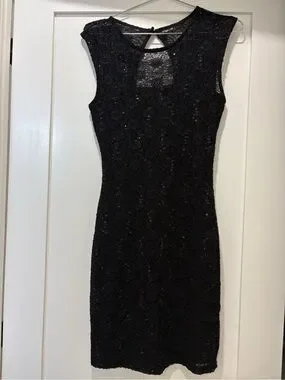 Eclipse | Dresses | Eclipse Black Lace Sequin Cocktail Dress Size ...